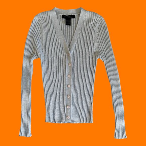 Express | Sweaters | 0s Vintage Gray Glittery Bodycon Y2k Cardigan Xs ...